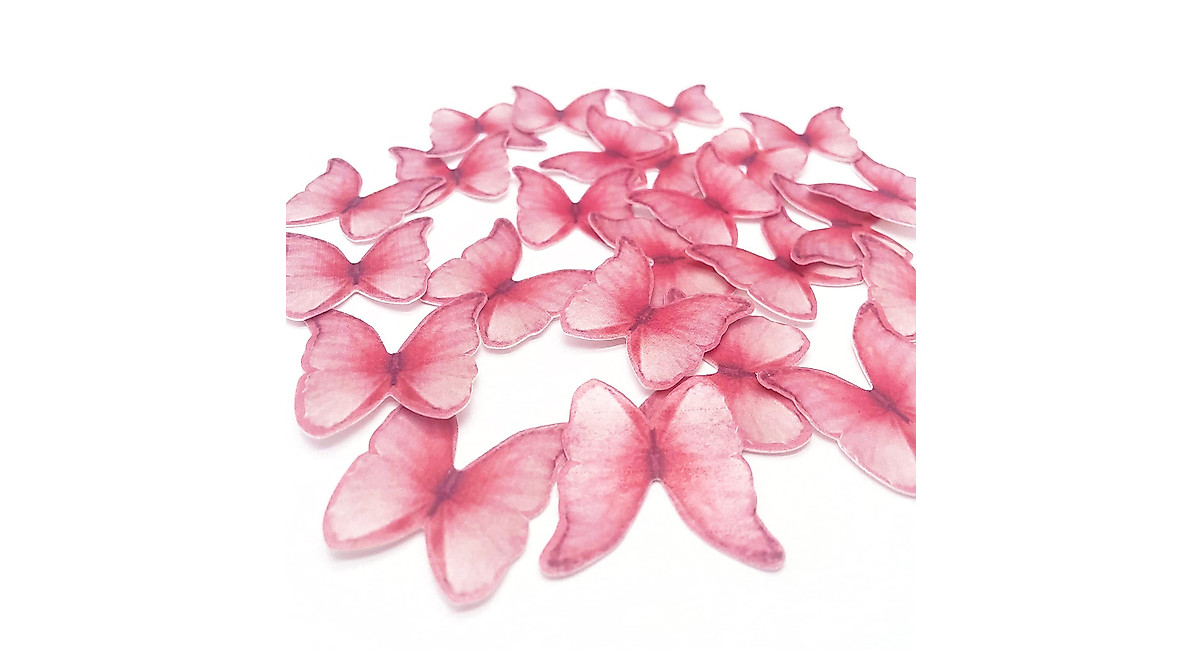 48 Pink Edible Butterflies for Cakes & Cupcakes