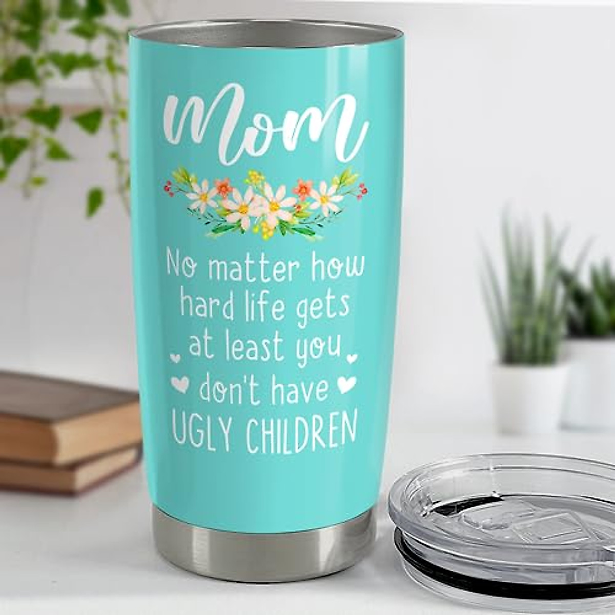 SANDJEST Mom Tumbler Gift for Mom from Son, Daughter - Mom Ugly Children 20oz Insulated Travel Mug Great Christmas, Mother's Day, Birthday - Awesome Mother's Day, Tumblers Gifts Idea