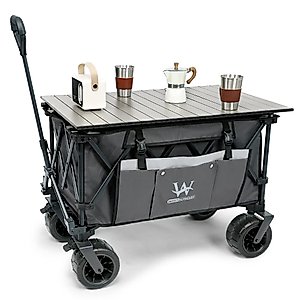 Whitsunday Collasible Wagon Cart, Large Capacity Wagon,Camping Beach Wagon Outdoor Picnic All-Terrain Wheels Heavy Duty Utility Wagon Cart for Grocery Gardening Shopping Fishing Grey