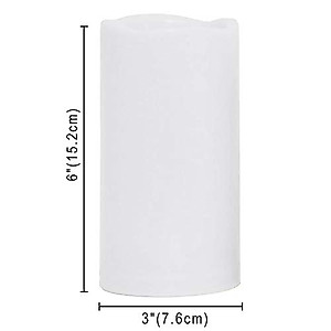 salipt Flameless Candles, LED Flickering Candles Set of 6 (H 6" xD 3") Battery Operated Candles,Waterproof Flameless Candles, Resin Plastic, Indoor Outdoor Use,White