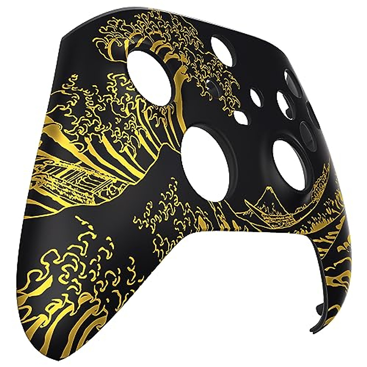 eXtremeRate The Great Golden Wave Off Kanagawa - Black Housing Shell for Xbox Series X & S Controller Model 1914, Custom Replacement Cover Faceplate for Xbox Core Controller - Controller NOT Included