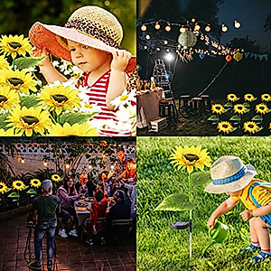 Forlivese Solar Powered Sunflower Lights, Outdoor Decorative Garden Stakes, Solar LED Pathway Decor Lights, Solar Flowers, for Garden Patio Lawn Yard Porch Walkway(2 Pack)