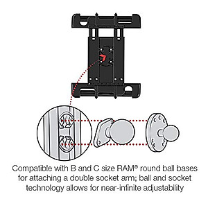 RAM Mounts RAM-HOL-TAB17U Tab-Tite Tablet Holder for Apple iPad Gen 1-4 with Case + More Compatible with RAM B 1" and C 1.5" Size Round Ball Bases