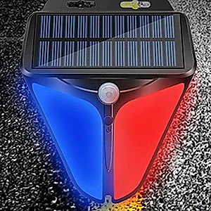 Aolyty Solar Strobe Warning Lights with 90DB Alarm Outdoor 2Pack, 4 Working Modes Solar Power Motion Sensor Alarm Light Waterproof Security Siren Light for Fence Pasture Home Farm Barn Villa Yard
