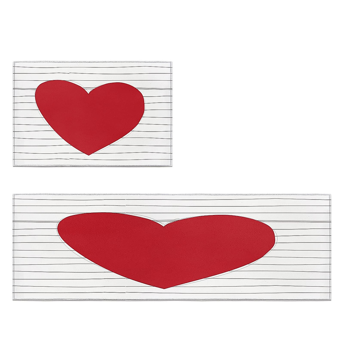 Teamery Kitchen Mats for Floor, Red Heart Kitchen Rugs, Kitchen Organization 2pcs Kitchen Mat, Kitchen Decor Runner Rug, Anti-Fatigue Mats for Kitchen Floor, Kitchen Gadgets