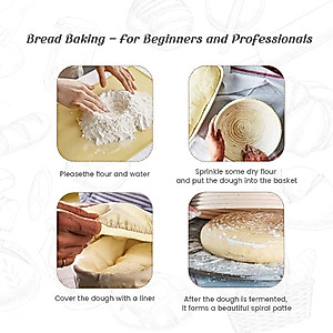 Joyyy Sourdough Bread Proofing Baskets with Liner, Dough Rising Ratten Bowl for Bread Making and Baking, Round, 8.5 inch