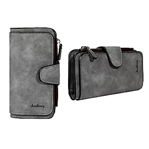 Wallet for Women RFID Blocking Clutch Purse Long Ladies Credit Card Holder Organizer(Dark Grey)