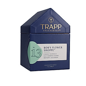 Trapp - No. 13 Bob's Flower Shoppe - 7 oz. House Box Candle - Aromatic Home Fragrance with Floral Scent of Fresh Florals, Cut Green Stems, & Watery Accords Notes - Petrolatum Wax