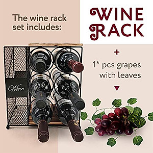 Anna Stay Countertop Wine Rack - Wine Bottle Holder with Cork Storage, Decorative Wine Racks - Wine Gifts for Women & Beautiful Housewarming Gift, Stylish Wine Bottle Holder for Your Home Decor