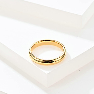 ANAZOZ Engravable Tungsten Rings, 6MM & 4MM Polished Gold Matching Rings for Your Best Friend, Women Size 9 + Men Size 10