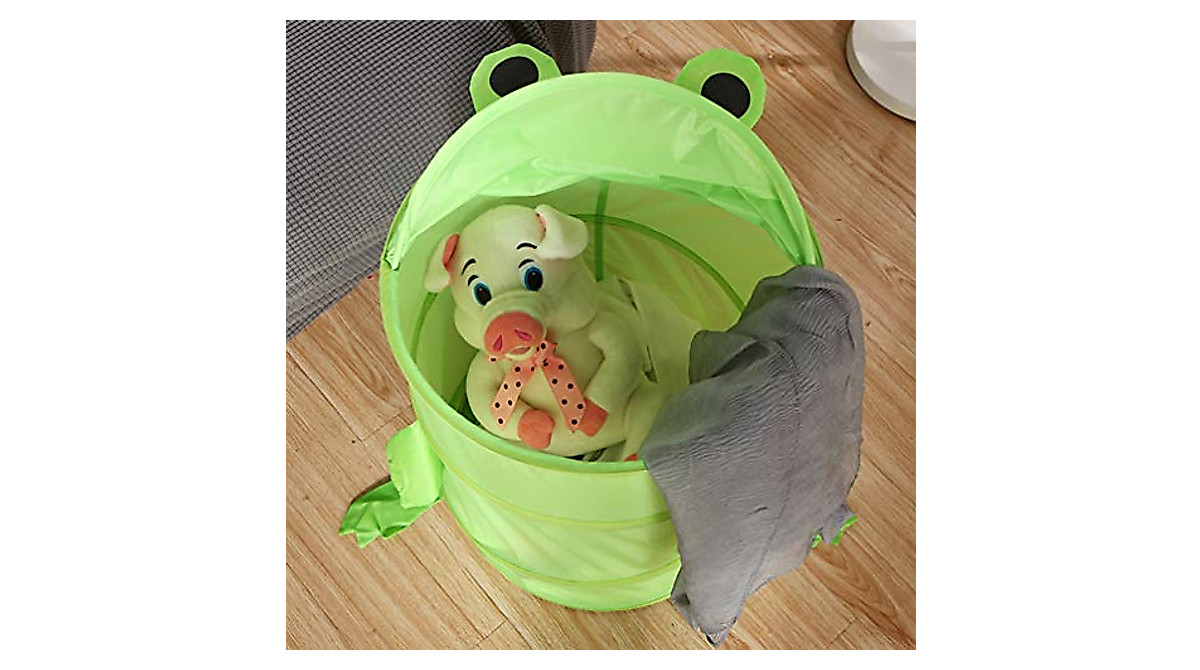Cartoon Cloth Laundry Bag - Collapsible Frog Hamper for Dorm & Home