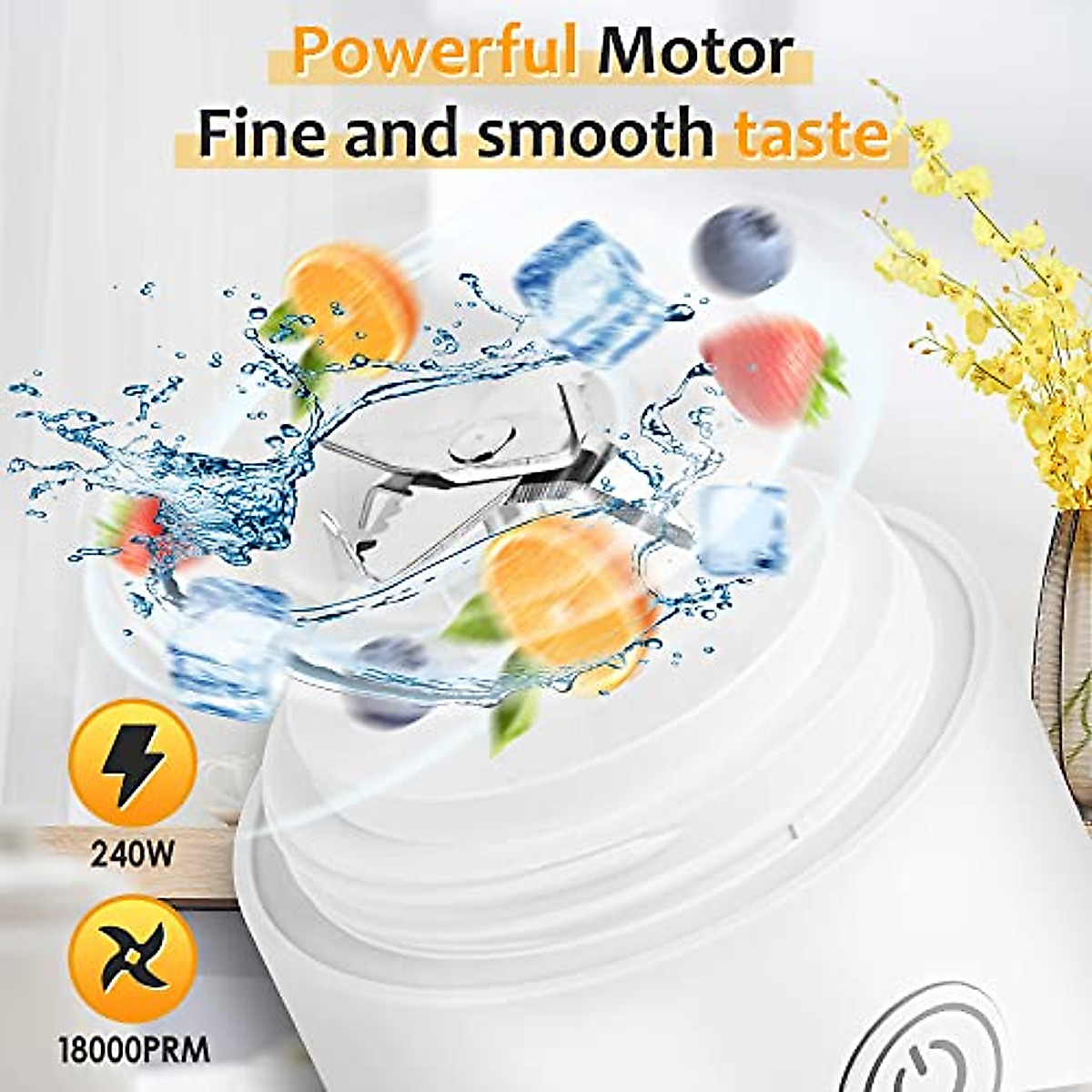 Portable Blender, Personal Blender for Shakes and Smoothies, Personal Smoothie Blender with USB Rechargeable, Strong Stainless-Steel Blades Fruit Mini Mixer for Home, Office, Travel