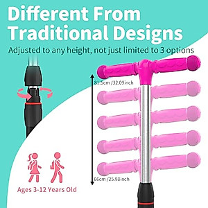 BELEEV Scooters for Kids 3 Wheel Kick Scooter for Toddlers Girls Boys, 4 Adjustable Height, Lean to Steer, Light up Wheels, Extra-Wide Board for Children Ages 3-12 (Black Pink)