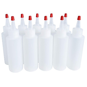 kelkaa 4oz HDPE Durable Plastic Squeeze Bottles with Yorker Red Cap Natural Clear Bottles for Food, Crafts, Any DIY Liquid Products, Multi Purpose Refillable Bottles (Pack of 10)