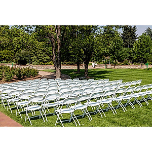TentandTable Heavy Duty Poly Plastic Stackable Folding Chairs | White | for Event, Banquet, and Wedding| 300-Pound Capacity | 10 Pack