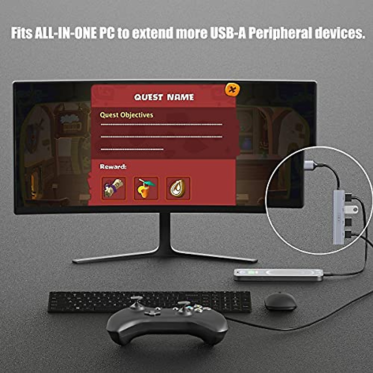 USB 3.0 Hub Splitter, TargetGo 4-Port USB Extender Ultra-Slim Data Hub Suitable for Computer or Laptop, Extend More USB A Devices Like Mouse, Keyboard, Flash Drive, Mobile HDD, Microphone and More.
