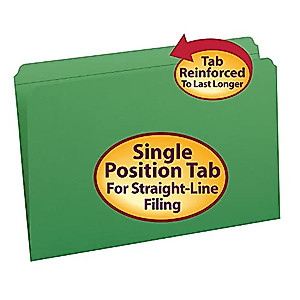 Smead File Folder, Reinforced Straight-Cut Tab, Legal Size, Green, 100 per Box (17110)