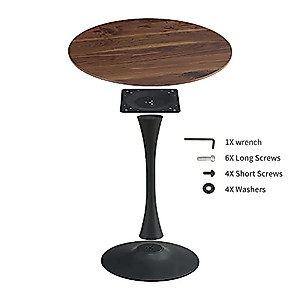 31.5" Modern Round Dining Table with Pedestal Base in Tulip Design, Mid-Century Leisure Table for Living Room Kitchen & Dining Room(Brown)