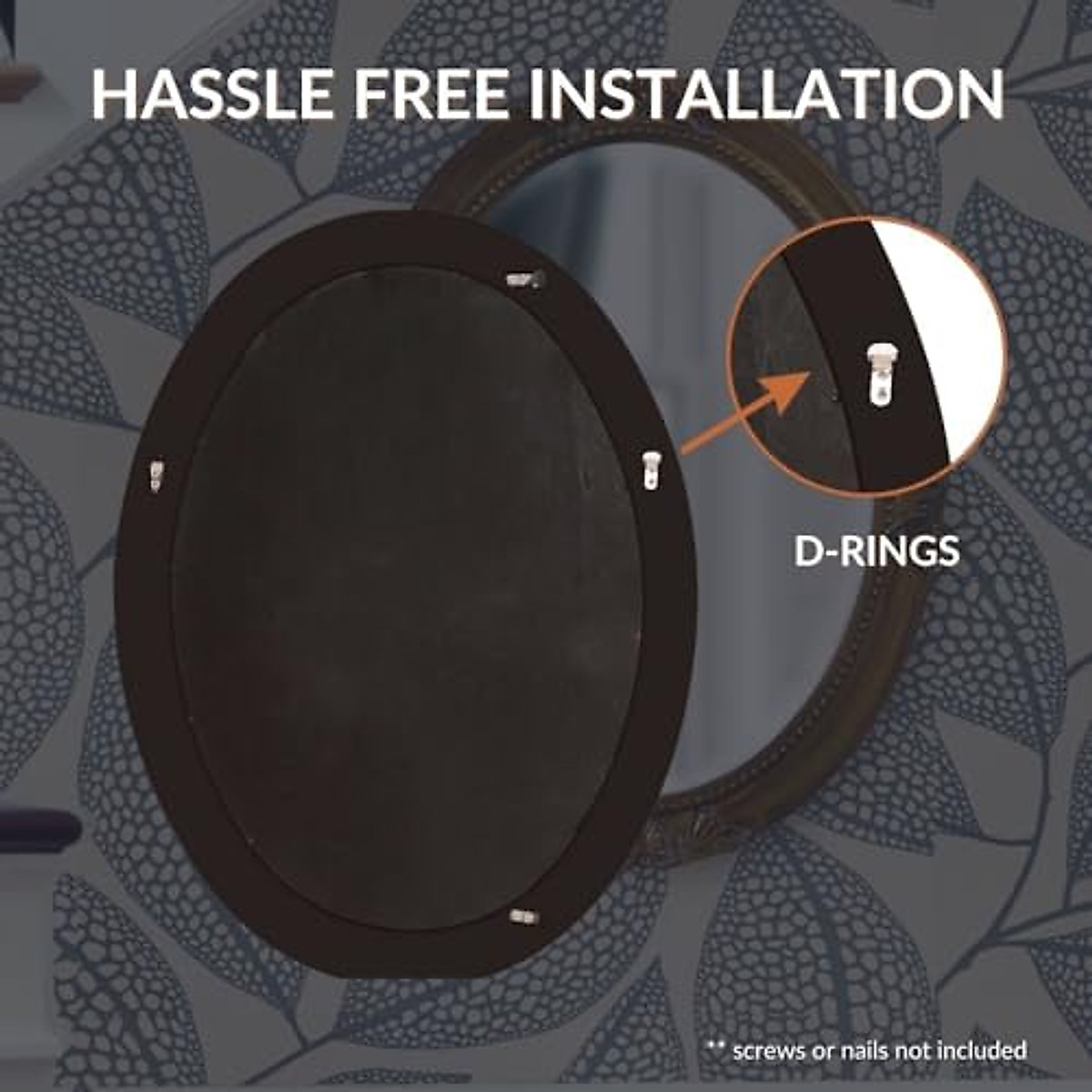 Howard Elliott Queen Ann Oval Antique Gold Leaf Wall Mirror, Oval Bevelled Hanging Wood Framed Vanity Mirrors for Home Decor, Living Room, Bathroom, Bedroom, or Hallway, 25 x 33 Inch