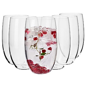 Krosno Water Juice Drinking Glasses | Set of 6 Pieces | 17.2 oz | Blended Collection | Ideal for Home, Restaurant, Events & Parties | Dishwasher Safe