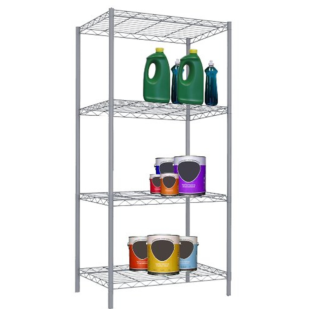 Home Basics 4 Tier Steel Wire Shelf Rack Heavy Duty Storage Shelving Unit for Kitchen Pantry Laundry Garage Closet Utility Organization , Grey