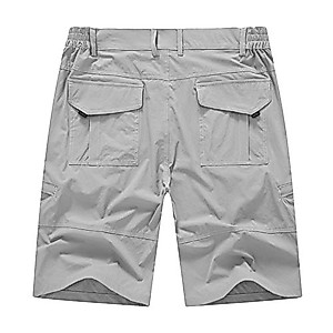 BASUDAM Men's Cargo Hiking Shorts Stretch Quick Dry Lightweight Work Shorts 6 Pockets for Camping Travel Light Grey 36