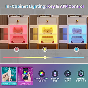 ADORNEVE Makeup Vanity Desk with Lighted Mirror, Makeup Vanity with Lights & Charging Station, 3 Drawers & RGB Cabinet, Makeup Table Set with Full-Length Mirror, White & Gold