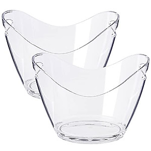 Ice Buckets for Parties - Ice Bucket - 3.5 Liter Clear Acrylic Champagne Bucket with Easy-to-Carry Handles - Good for up to 2 Wine or Champagne Bottles (2 Pack)
