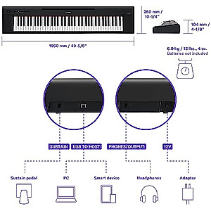 Yamaha 76-Key Piaggero Ultra-Portable Digital Piano, Black (NP35B)