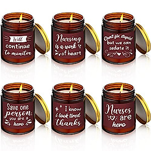 6 Pcs Nurse Appreciation Gifts Best Nurse Ever Gifts Nurses Week Gifts School Nurse Graduation Gifts Nurse Practitioner Gifts 7oz Scented Jar Candles Natural Mineral Wax Scented Candles (Nurse Style)