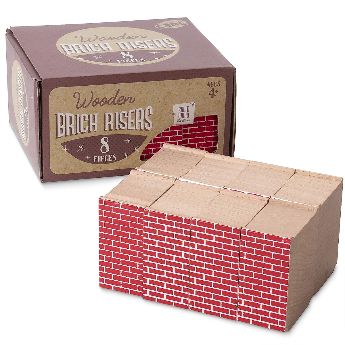 CCC Wooden Train Red Brick Risers 8 Pack Accessory Set - Compatible with Most Wooden Train Sets!