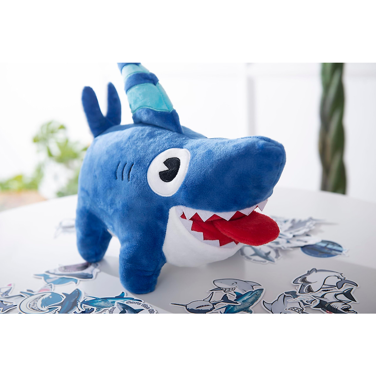 YHPHany Shark Dog Toy (13 inch Plush) with 25 Free Stickers, sharkdog, Shark Plush Animals Plush Doll Birthday Gift, Children, Boys, Girls (Blue Shark Plush)…