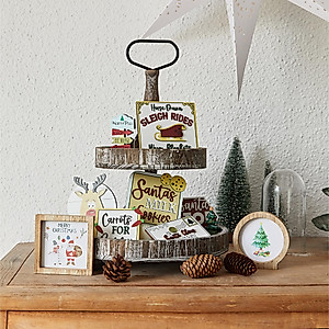 2PCS Christmas Tiered Tray Decor, Tiered Tray Christmas Decor Set, Tiered Tray Decoration, Christmas Wood Signs Christmas Decorations New Year Holiday Decor