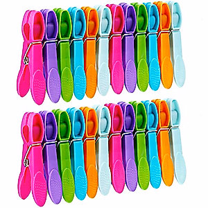 Boao 48 Pieces Washing Line Pegs Clothes Pegs Strong Clothes Pegs Clothespin Clothes Clips Firm Grip Soft Plastic Laundry Pegs for Home Clothes Windproof Supplies (Rainbow Color)