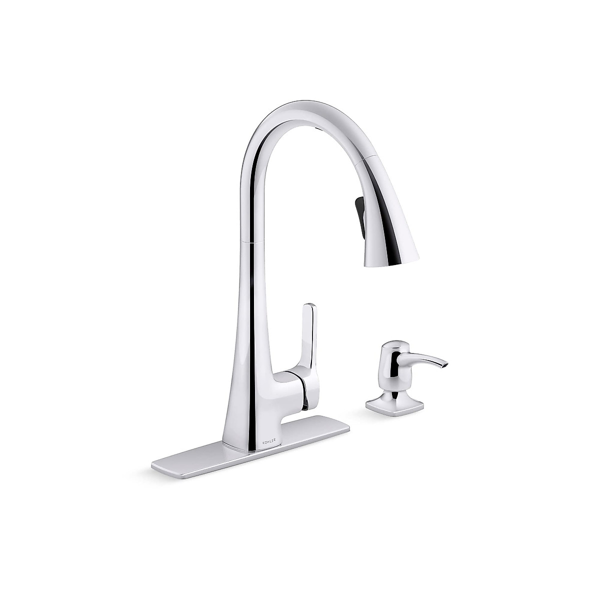 KOHLER R26281-SD-CP Maxton Touchless Pull-Down Kitchen Faucet with Soap Dispenser, Kitchen Sink Faucet with Pull Down Sprayer, Touchless Activation Faucet, Polished Chrome