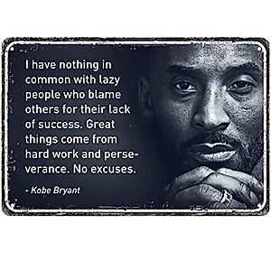 Mamba Mentality Poster Motivational Quotes Wall Art Decor Boys Room Decor Office Motivational Basketball Sports Posters Gym Sign Locker Room Decor Great Things Come From Hard Work Metal Signs Home Bathroom Wall Decorations 8 X 12 Inch