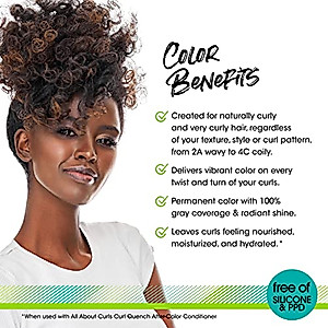 All About Curls 5R Red-y to Roll Permanent Hair Color (Prep + Protect Serum & Hair Dye for Curly Hair) - 100% Grey Coverage, Nourished & Radiant Curls