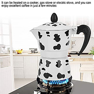 Stovetop Espresso Maker, Milk Cow Moka Pot Coffee Maker Coffee Pot 3/6/9 Cup Aluminium(5oz 3cup)