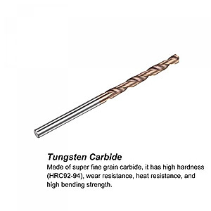 uxcell Twist Drill Bit, 3.3mm Jobber Drill Bit Nanoscale Titanium Coated K35 Tungsten Carbide Straight Shank 60mm Length for Drilling Stainless Steel Alloy Steel