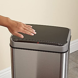 BrylaneHome 50-Lt. Wide Motion Sensor Trash Can Trashcan, Black