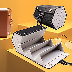 MAFENLY six sunglasses storage box, 6 sockets pu foldable glasses display box (6 PACK shiziwen Purple)