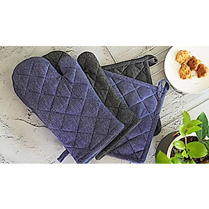 Mellow Buff Cotton Pot Holder Heat Resistant, Strong Grip Potholders for Hot Pans, 8 x 8 Inch with Loop | Pack of 3 | Black