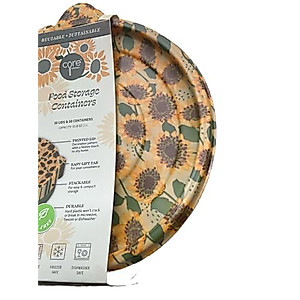 Core Kitchen 20 Piece Food Storage Container Set, 10 Lids and 10 Containers, Special Edition Printed Lids (SUNFLOWERS)