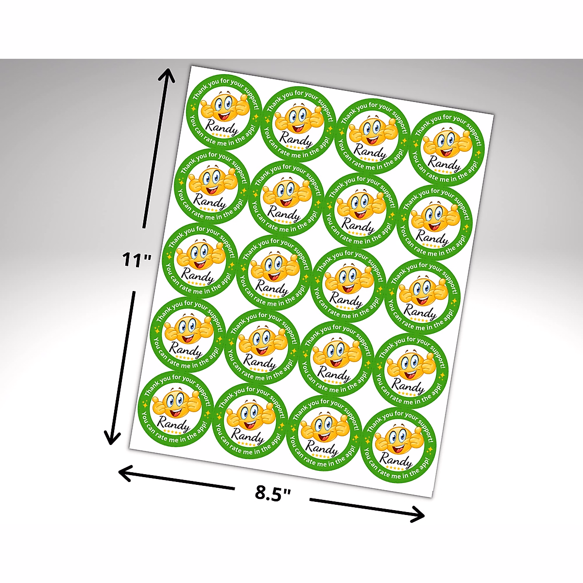 Personalized Delivery Driver Thank You Rating Stickers for Bags,100-count,5 Sheets 2inch diameter