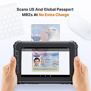 Visitor Management Bundle with Durable All-in-One 8" Android ID and Passport Scanner for Bars, Nightclubs, Gated Communities, Events, and Door Entrances – IDWare Falcon with Tabletop Stand