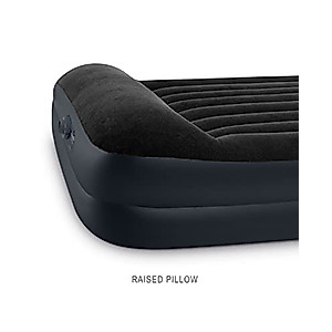 INTEX 64123ED Dura-Beam Plus Pillow Rest Air Mattress: Fiber-Tech – Queen Size – Built-in Electric Pump – 16.5in Bed Height – 600lb Weight Capacity