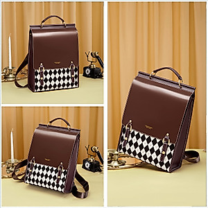 Cnoles Leather Backpack Purse For Women Fashion Ladies Vintage Bag Casual College Travel Backpacks Large bags Brown