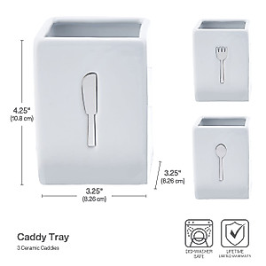 Towle Living 3-Piece Ceramic Caddy with Wood Tray