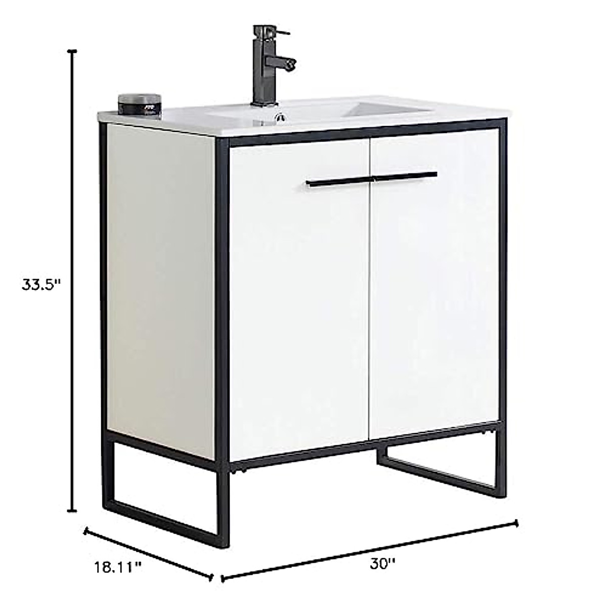 Fine Fixtures Vdara 30" Bathroom Vanity Cabinet Set, White Straight Grain