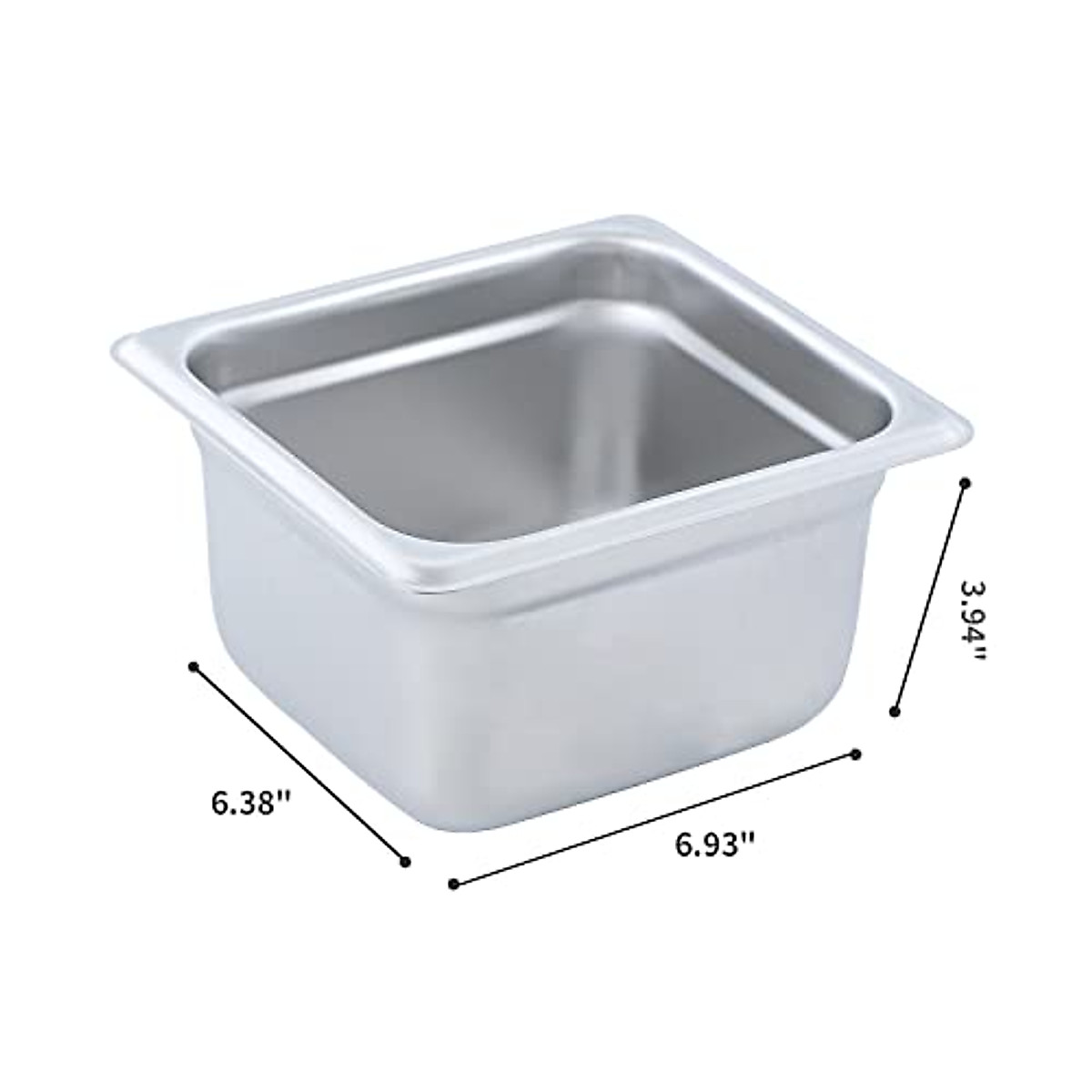 STEELBUS 6 Pack 1/6 Size,4 Inches Deep Steam Table Pan,Anti-Jam Standard GN Hotel Pans,NSF Commercial Stainless Steel Chafing Pans,Catering Storage Metal Food Pans for Restaurant, hotel & home